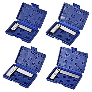 uxcell Machinist Square Set 2.5/3.15/4 / 5 Inch (63/80/100/125mm), Woodworking Try Square Wide Seat Solid Steel Squares, 4pcs in 1 Set