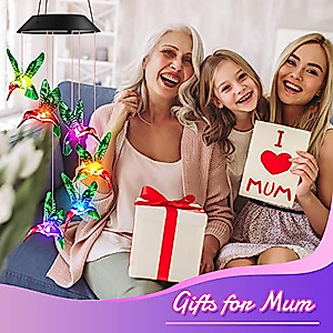 Winzwon Gifts for Mom Mothers Day from Daughter Solar Hummingbird Wind Chimes Outdoor Mobile Hang Garden Patio Porch Birthday Gifts for Grandma Women