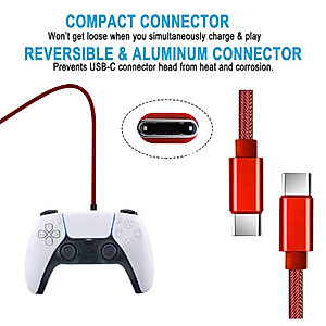 2 Pack 10Feet USB Type C Fast Charging Charger Cable Compatible with Nintendo Switch/Switch Lite, Xbox Series S/Series X Controller PS5 Controller Playstation 5 Charger USB Cable (Black+RED)