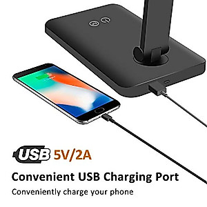 Samuyang LED Desk Lamp with USB Charging Port,Bedroom Eye-Caring Table Lamps,5 Lighting Modes&3 Brightness Levels,Touch Control Dimmable Foldable Office Lamp for Reading,Studying,Working