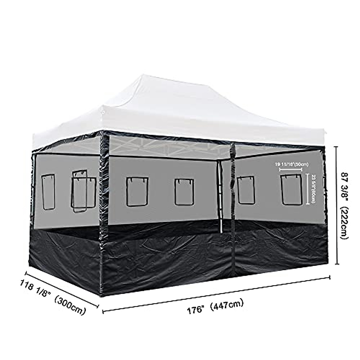 Instahibit Pop Up Canopy Half Mesh Sidewall with Window for 15x10' Outdoor Camping Fishing Party Tent,4pcs Sidewall Only