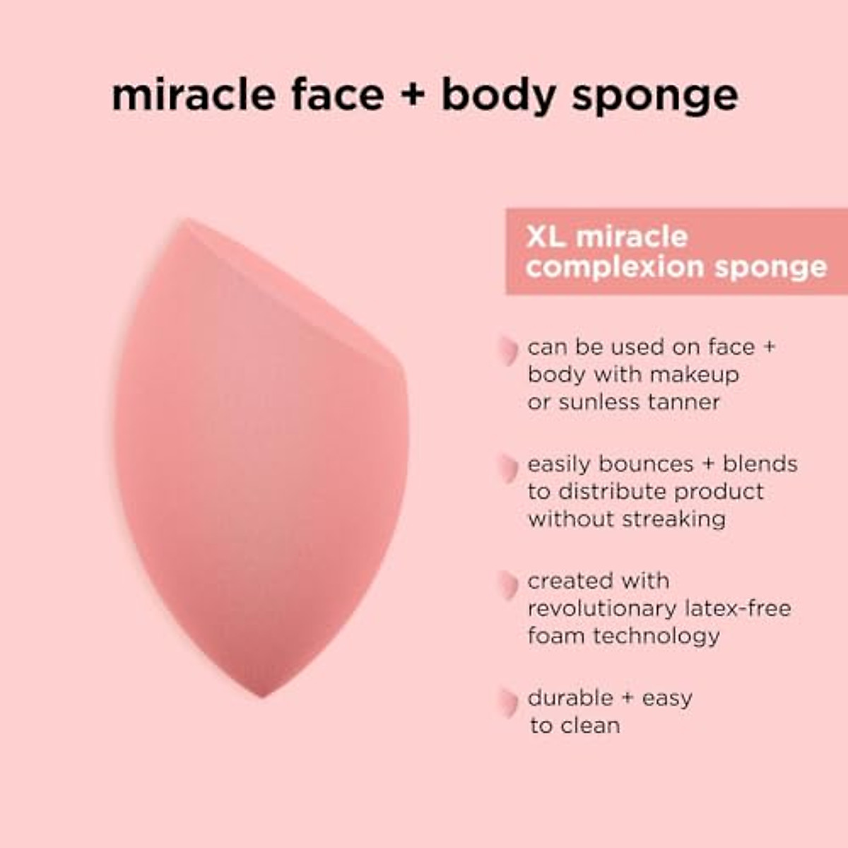 Real Techniques Miracle Face + Body Sponge, XL Makeup Blending Sponge For Whole Body, Ideal For Foundation, Body Makeup, & Self Tanner, Cruelty Free & Vegan, Latex Free, Packaging May Vary, 1 Count