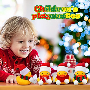 12 Pcs Christmas Mini Rubber Duckies in Bulk with Christmas Hats and Scarf Christmas Rubber Duckies Bath Toy for Christmas Party Winter Holiday Favors Goodie Bag Fillers