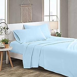 100% Egyptian Cotton Bed Sheets Set -800 Thread Count 4-Piece light blue Solid Sheets Set, Long Staple Luxury California King Size Fits Mattress Upto 16'' Deep Pocket ( light blue Solid )