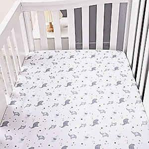 Baevellery Crib Bedding Set for Boys Girls Soft Cute 3Piece Toddler Baby Bedding Crib Sets for Boys Space Elephant Black Grey | Crib Comforter, Fitted Sheet, Dust Ruffle