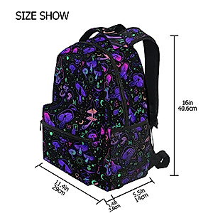 Glaphy Magic Mushrooms Moon Stars Witch Boho Backpack School Bookbag Lightweight Laptop Backpack for Men Women Kids