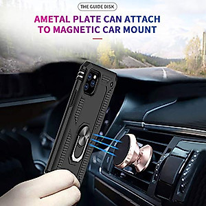 LeYi Compatible for iPhone 11 Pro Max Case with Tempered Glass Screen Protector [2 Pack], Military-Grade Phone Case Cover with Ring Kickstand for Apple iPhone 11 Pro Max 6.5 inch，Black