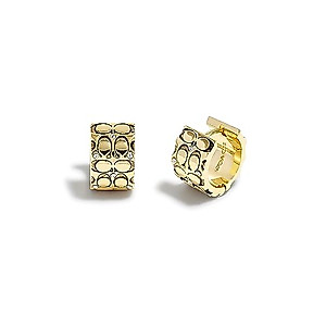 Coach Women's Signature Quilted Huggie Earrings