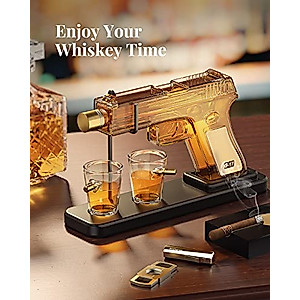 Gifts for Men Dad, Kollea 15.2 Oz Whiskey Decanter Set with 2.0 Oz Glasses, Unique Anniversary Birthday Gift Ideas for Him Husband Grandpa, Cool Tequila Liquor Dispenser for Home Bar