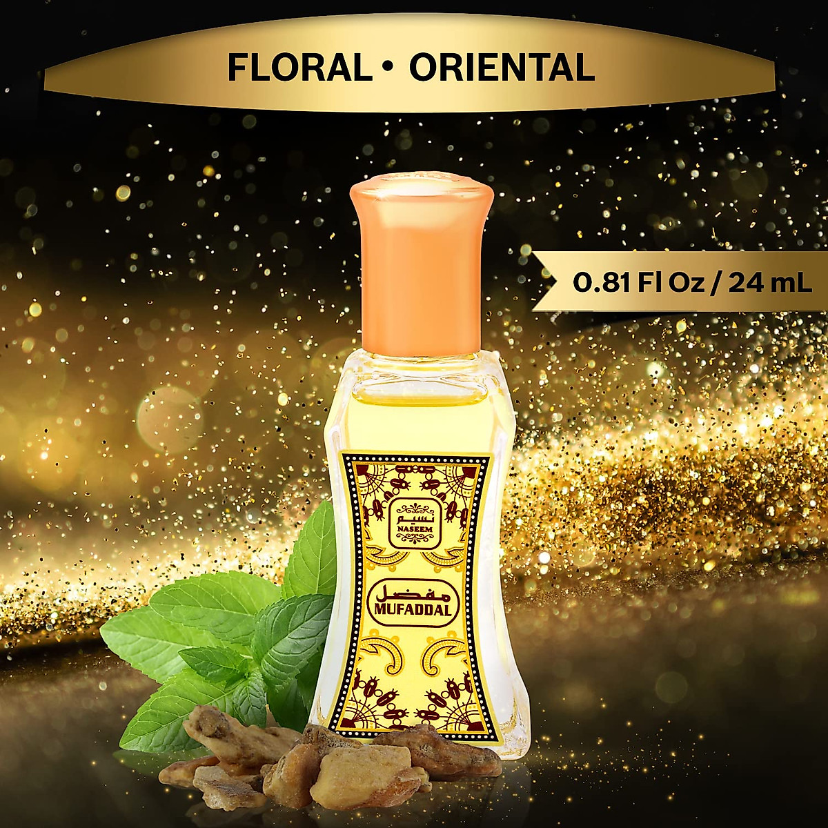 Naseem Mufaddal Perfume Oil Rollerball Alcohol Free with composition of Ylang Ylang Leather Musk Long Lasting Arabian Fragrance Oil for Men 0.81 Fl Oz