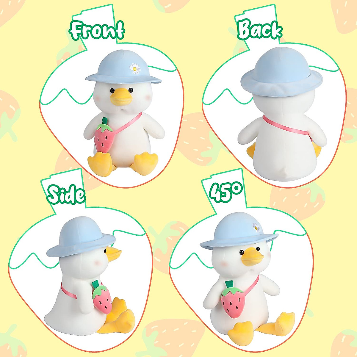 Duck Plush Toy, Stuffed Animal 12 inch Throw Plushie Doll, Soft Fluffy Hug Cushion School Duck- Super Present for Every Age & Occasion