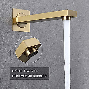 Iriber Champagne Bronze Rain Shower System with Waterfall Tub Spout 3 Function Brush Gold Shower Faucet Set Contain 12 Inch Shower Head and Handheld Brushed Brass Shower Trim Kit (Valve Included)