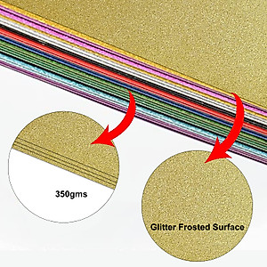 Rramorrra Gold Glitter Cardstock Paper 12" x 12" 15 Sheets 350gsm/130lb Heavyweight Premium Gold Sparkly Construction Paper for Cricut Machine, Halloween, DIY Projects, Party Decorations