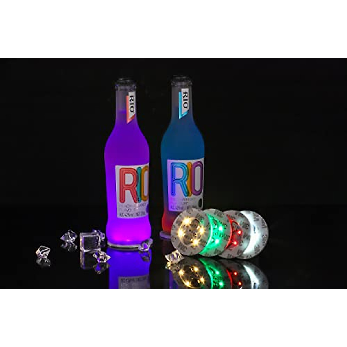 HANCIRCLE LED Coaster Colorful,12 Pack Light Up Coasters,LED Sticker Lights,Wine Bottle Lights,for Drinks,Bar Accessories,Party,Wedding