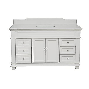 Kitchen Bath Collection Elizabeth 60-inch Single Bathroom Vanity (Quartz/White): Includes White Cabinet with Stunning Quartz Countertop and White Ceramic Sink