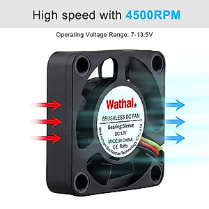 Wathai 40mm x 10mm DC Brushless Fan 12V 3Pin Cooling for 3D Printing, PC Computer Case, CPU Replacement, Graphics Card, Raspberry PI