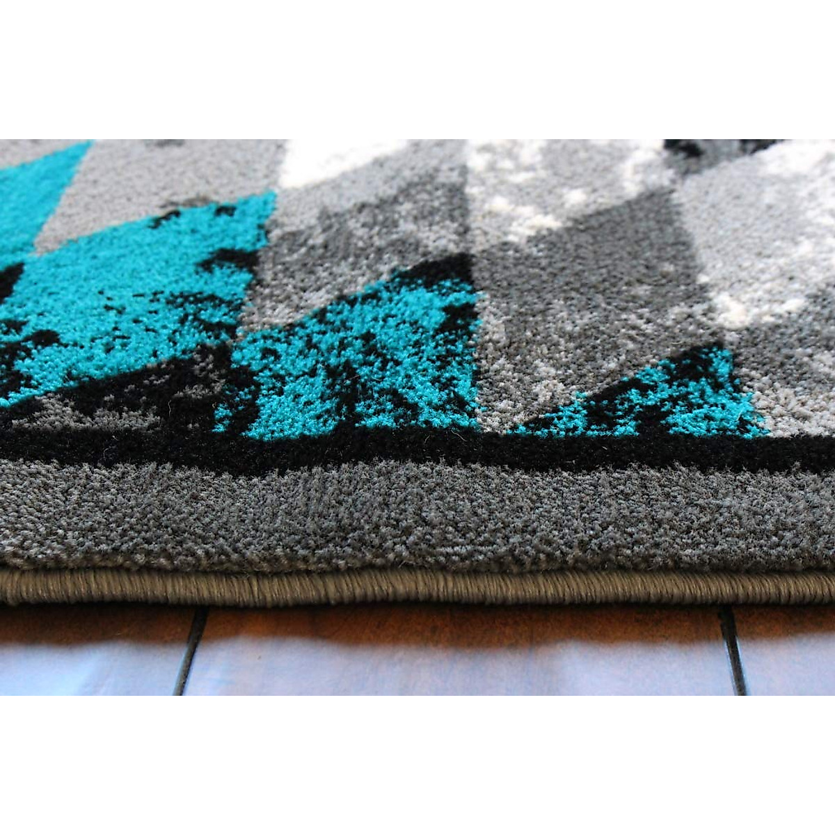 Masada Rugs, Stephanie Collection Area Rug Southwest Native American Distressed Design 1106 Turquoise Grey White Black (8 Feet X 10 Feet)