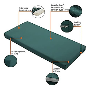 Classic Accessories Ravenna Water-Resistant 48 x 18 x 3 Inch Outdoor Bench/Settee Cushion, Patio Furniture Swing Cushion, Mallard Green