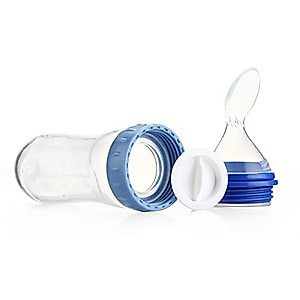 PandaEar 2 Pack Baby Food Spoon Dispenser + 2 Silicone Baby Spoons| Baby Spoon Bottle Feeder| 4 oz Squeeze Spoon Feeder for Baby Food| Travel Friendly Kids Toddlers Boys Girl