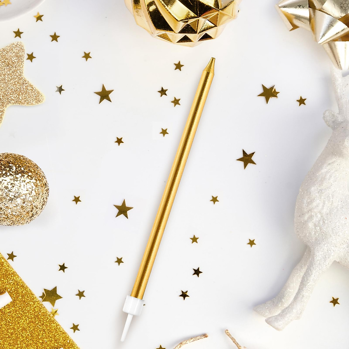 LITAUS, Cake Candles - Gold, 24 Count | Birthday Candles for Cake | Sparkler Candles for Birthday Cake | Happy Birthday Candles | Cake Candles for Cake Decorations, Birthday Parties, Weddings