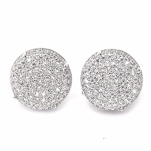 Men's XL 1/2 Inch Full Iced Cubic Zirconia Round Prong Setting Screw Back Earring BE 11403 S