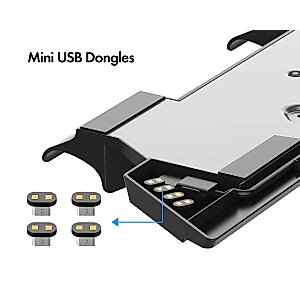ElecGear Vertical Charging Stand for PS4, Dual Charging Station Charger Dock for DualShock 4 Controller with 4X Mini Dongle Adapter and 2X USB Port Accessory Kit for PS4, PS4 Slim, PS4 Pro