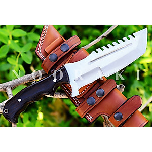 Nooraki - 10" Custom Handmade D2 Tracker Knife, Hunting knife, Camping knife, Bushcraft Knife, Survival Knife EDC, Full Tang With Sheath TRK-345