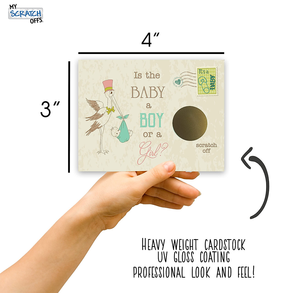 My Scratch Offs - 25 Pack Its a Boy Vintage Stork Baby Carriage Gender Reveal Scratch Off Cards & Stickers Funny Games Ideas for Family and Guests