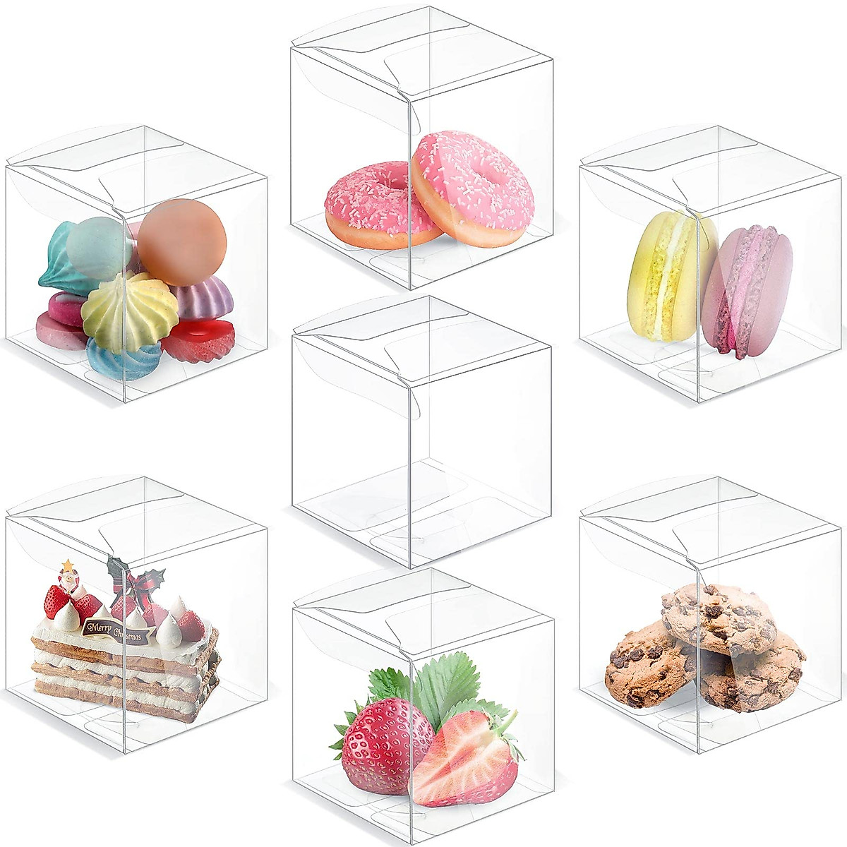 200 Pcs Clear Favor Boxes Plastic Gift Boxes Small Clear Box Transparent Wedding Favor Boxes Square Clear Treat Boxes for Wedding Birthday Party Baby Shower Bridal Shower, 2 x 2 x 2 Inch