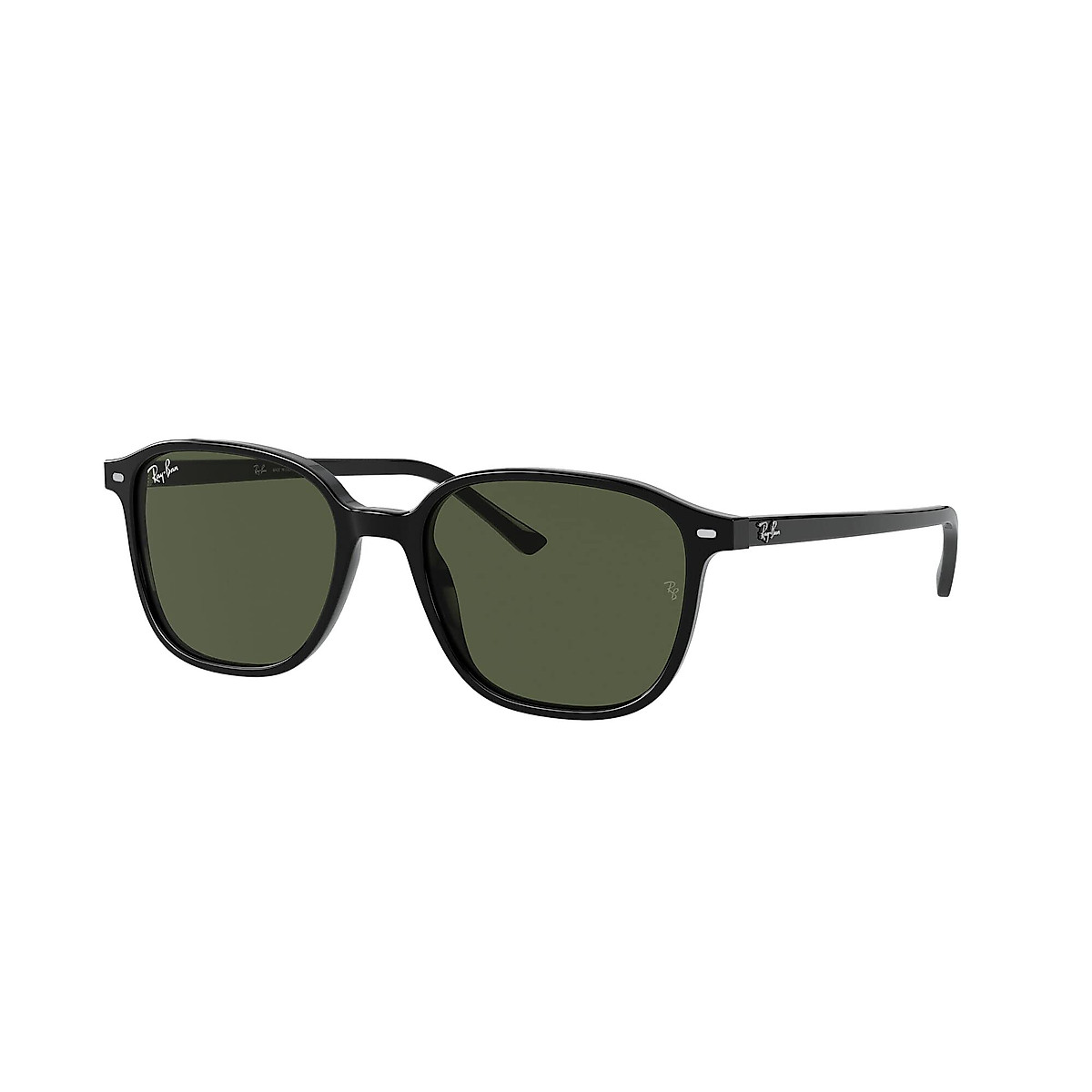 Ray-Ban RB2193 Leonard Square Sunglasses, Black/G-15 Green, 53 mm