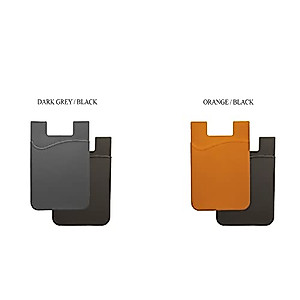 Phone Card Holder | Stick on Premium Quality Card Holder for Back of Phone | Holds up to 3-4 Cards | Compatible with All Smartphones with a Flat Back | Great Color Selection (Orange, Black)