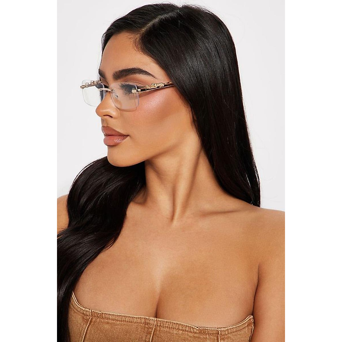 JUDOO Fashion Rimless Rectangle Sunglasses for Women Men Trendy Tinted Lens Frameless Shades UV400 Protection Lens