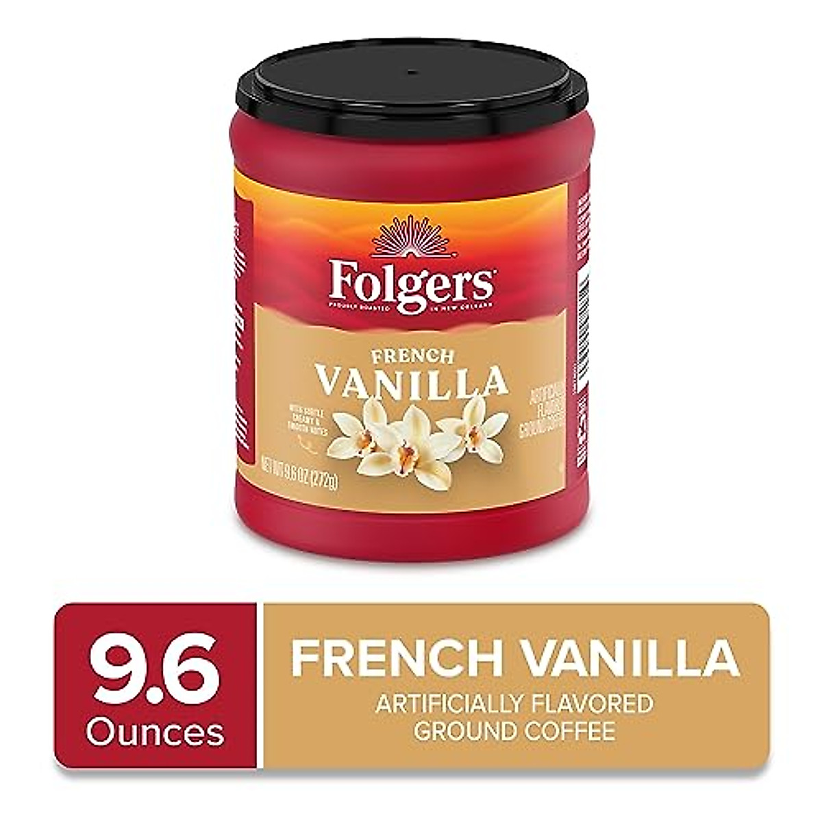 Folgers French Vanilla Flavored Ground Coffee, 9.6 Ounce