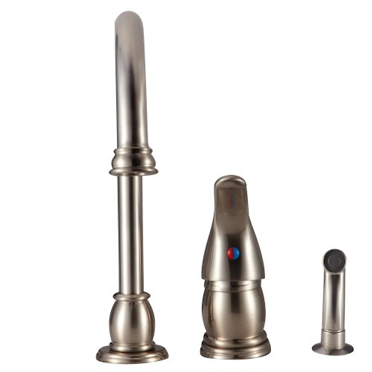 Dura Faucet DF-NMK301-SN RV Gooseneck Kitchen Sink Faucet with Matching Side Sprayer (Brushed Satin Nickel)