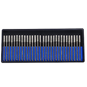 3mm Diamond Drill Bit Jewelry Beach Sea Glass Shells Gemstones 1/8 inch Tip Bur Shank Dremel Compatible Burr Lapidary 30 Pieces Case Set