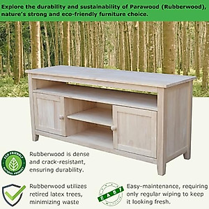 IC International Concepts 26" H, Entertainment TV Stand with 2 Doors Center Shelf 20.03''W x 15.24''D, Durable Solid Parawood Furniture, Living Room/Bedroom, Paint or Stain in Any Color, Unfinished