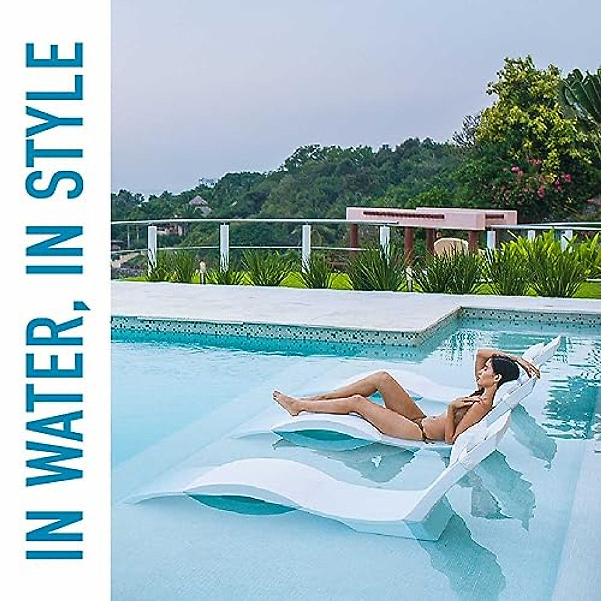 Ledge Lounger - Signature Chaise Deep - Inside Pool & Sun Shelf Lounge Chair - Designed for Deep Shelves 10”-15” - Compatible with All Pool Types - Poolside & Sun Deck Tanning - Set of 2 - Dark Blue