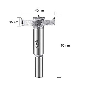 ASNOMY 5PCS Large Size Forstner Drill Bit Boring Woodworking Hole Saw Set, 40/45/50/60/70mm Carbide Steel Hinge Cutter Tool Kits for Wood Plastic Plywood(Large Size)