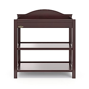 Graco Clara Changing Table (Espresso) - GREENGUARD Gold Ceritifed, Includes Bonus Water-Resistant Changing Table Pad with Safety Strap, 2 Open Shelves