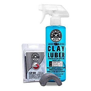 Chemical Guys BUF_503X TORQX Random Orbital Polisher, Pads, Polishes & Compounds Kit - 9 Items & Cly_KIT_2 Medium Duty Clay Bar and Luber Synthetic Lubricant Kit,16 oz, 2 Items, Gray