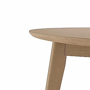 DAIVA CASA Orion Light 31 inch 3 Legs Round Table for 3 Person - Birch Solid Wood Kitchen & Dining Room Furniture - Mid Century Modern Scandinavian Style – Brown Table for Small Space