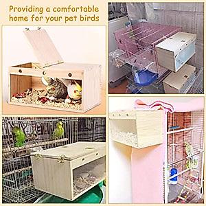 PINVNBY Natural Wood Parakeet Nesting Box Budgie Breeding Box Acrylic Bird Nest for Cage Transparent Panoramic for Parrots, Cockatiels, Lovebirds, Canaries and Other Small Birds