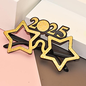 SWYOUN 2025 Plastic Glasses Star Design Happy New Year's Eve Glasses Graduation 2025 Class Of 2025 Party Photo Prop Supplies(Pack Of 5)