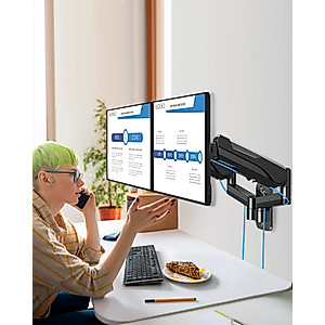 MOUNTUP Dual Monitor Wall Mount for 2 Max 32 Inch Computer Screen, Fully Adjustable Gas Spring Double Monitor Arm, Wall Mounted Monitor Holder Support 2.2-17.6lbs Display, VESA Bracket 75x75, 100x100