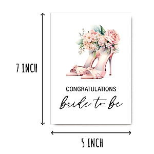 SMHGifts Congratulations Bride To Be Card - Bridal Shower Card - Wedding Shoes Card - Happy Wedding Card - Beautiful Bride Card - Greeting Card For Her