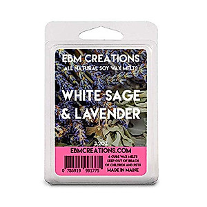 White Sage & Lavender - Scented All Natural Soy Wax Melts - 6 Cube Clamshell 3.2oz Highly Scented!