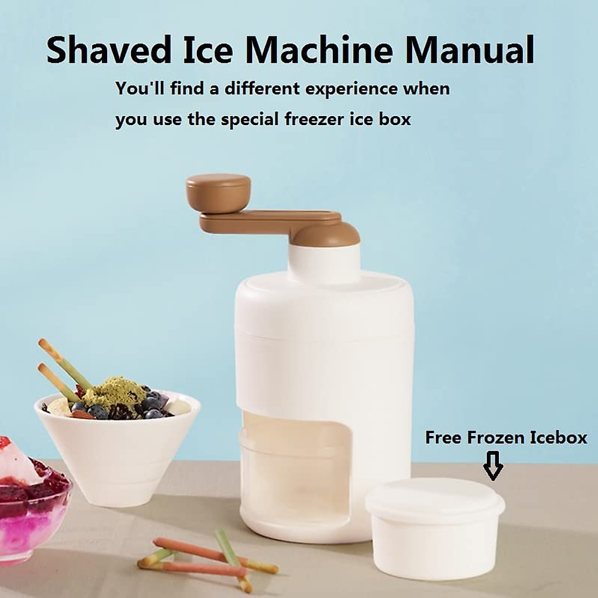 Shoxil Shaved Ice Machine Snow Cone Machine Manual - Portable Ice Crusher and Shaved Ice Machine with Free Ice Cube Trays - BPA Free