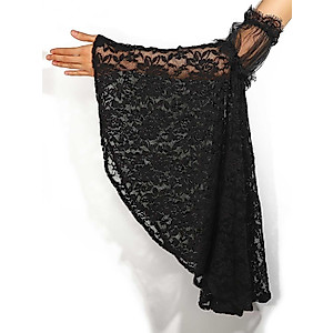 GORAIS Gothic Lace Detachable Sleeves Black Halloween Cosplay Costumes Accessories Sheer Arm Sleeves for Women