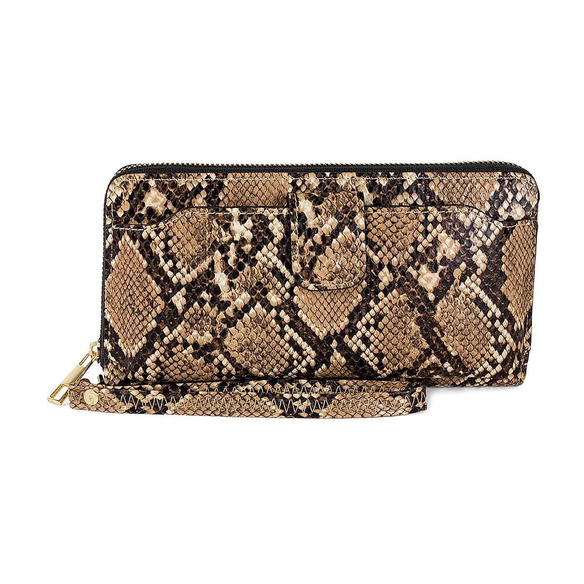 Rebecca & Rifka Faux Python Snakeskin Zip Around Wristlet Wallet with Phone Pocket