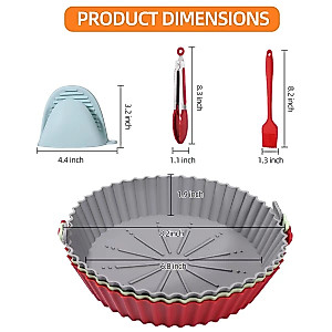 Air Fryer Silicone Liners 3pcs 7.9 Inch Round Air Fryer Silicone Basket 3 to 6QT Reusable Air Fryer Bowls for Flammable Parchment Liner Air Fryer Basket, BPA-free, Heat Resistant, Nonstick
